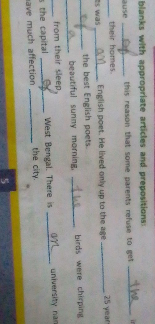 blanks with appropriate articles and | StudyX