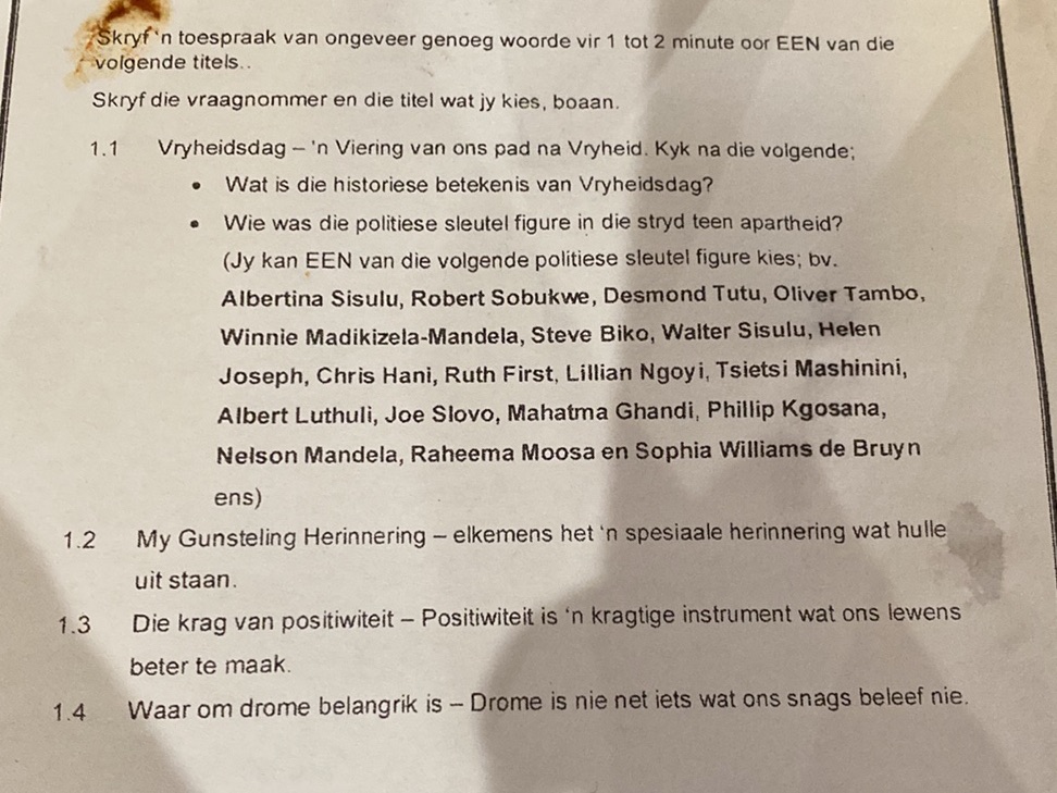 Skryf 'n toespraak van ongeveer genoeg | StudyX