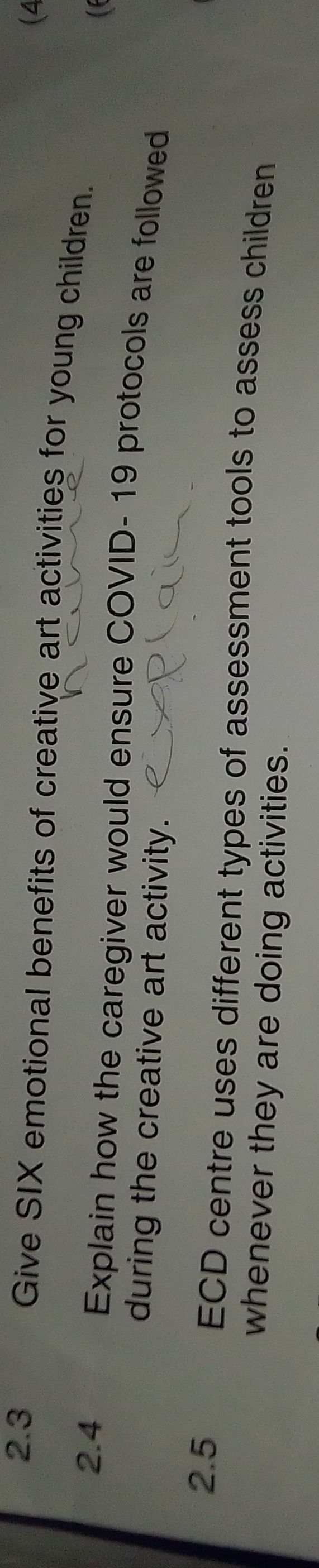 2. 3 Give SIX emotional benefits of | StudyX