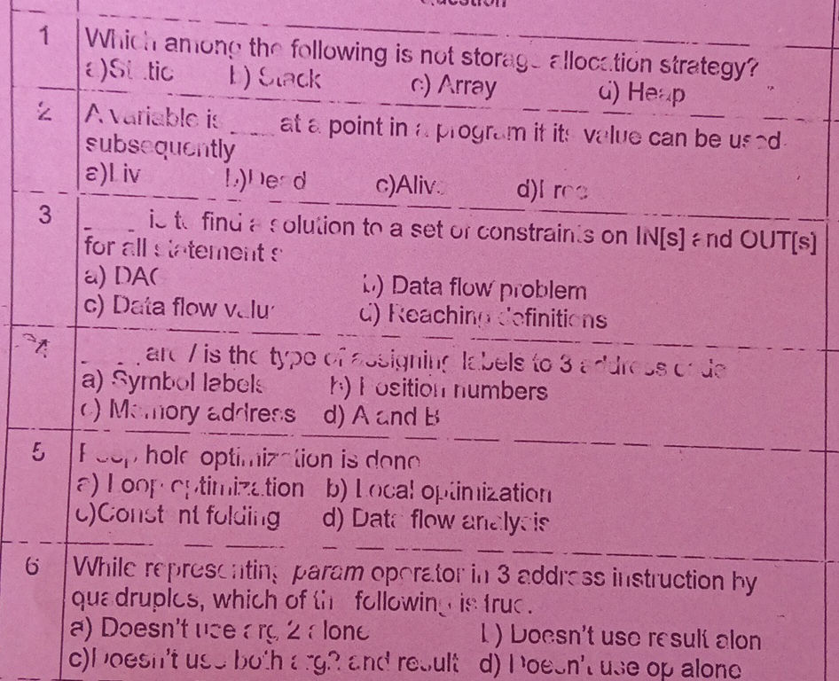 1. Which among the following is not storage | StudyX