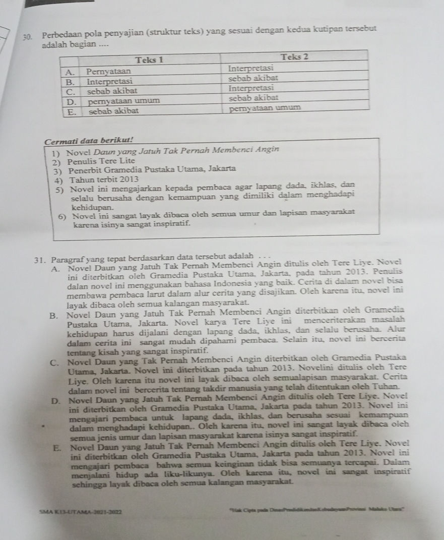 30. Perbedaan pola penyajian (struktur teks) | StudyX