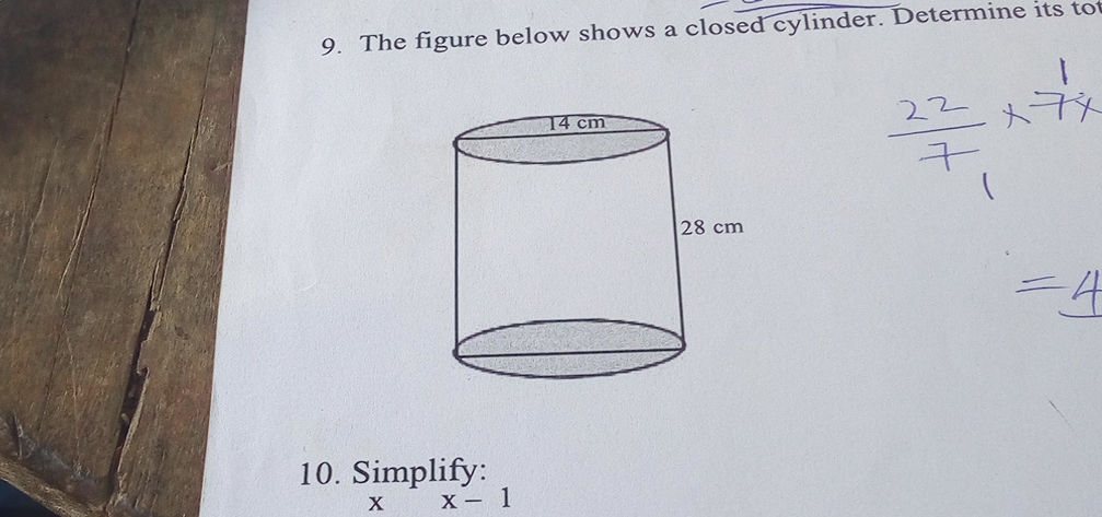 9. The figure below shows a closed cylinder. | StudyX