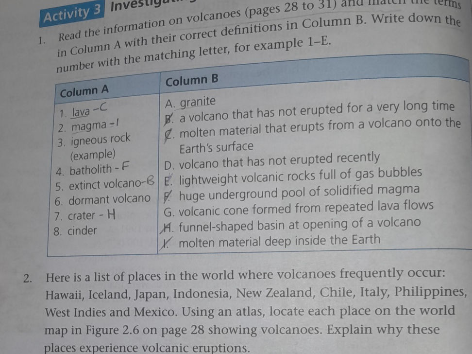 1. Read the information on volcanoes (pages | StudyX