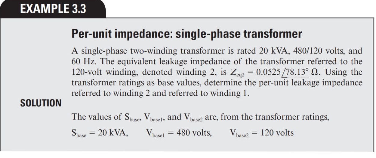 Per-unit impedance: single-phase transformer | StudyX