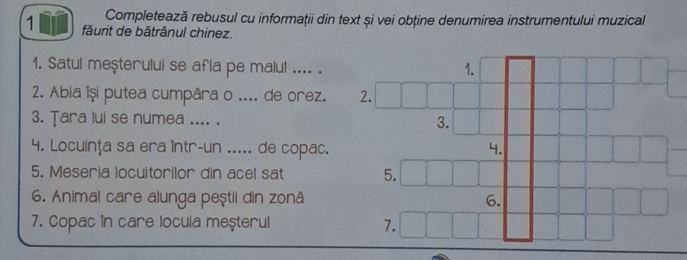 Completează rebusul cu informații din text | StudyX