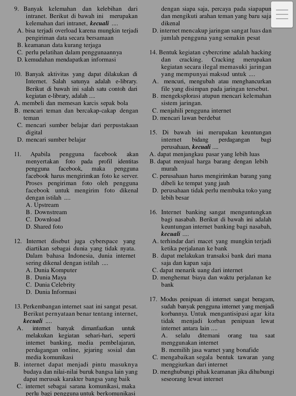 9. Banyak kelemahan dan kelebihan dari | StudyX
