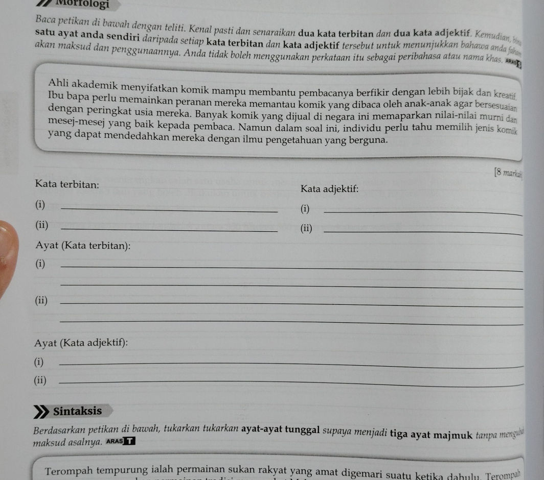 Baca petikan di bawah dengan teliti. Kenal | StudyX