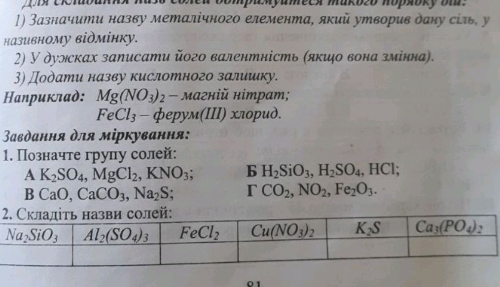 1. Позначте групу солей: А K2SO4, MgCl2, | StudyX