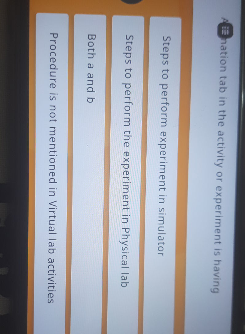 Amation tab in the activity or experiment is | StudyX