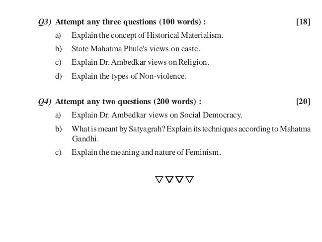 Q3) Attempt any three questions (100 words): | StudyX