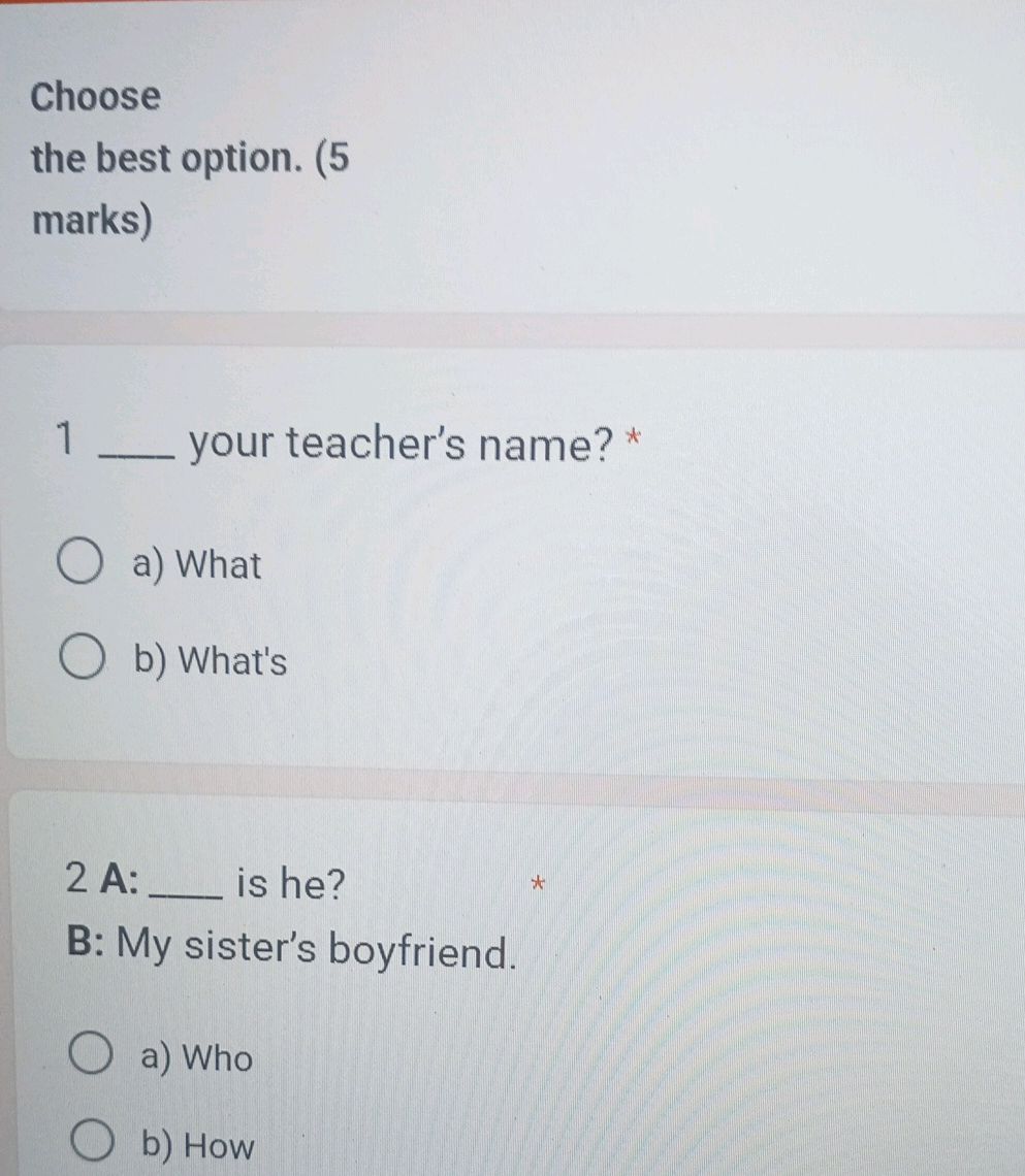 Choose the best option. (5 marks) 1 ____ | StudyX