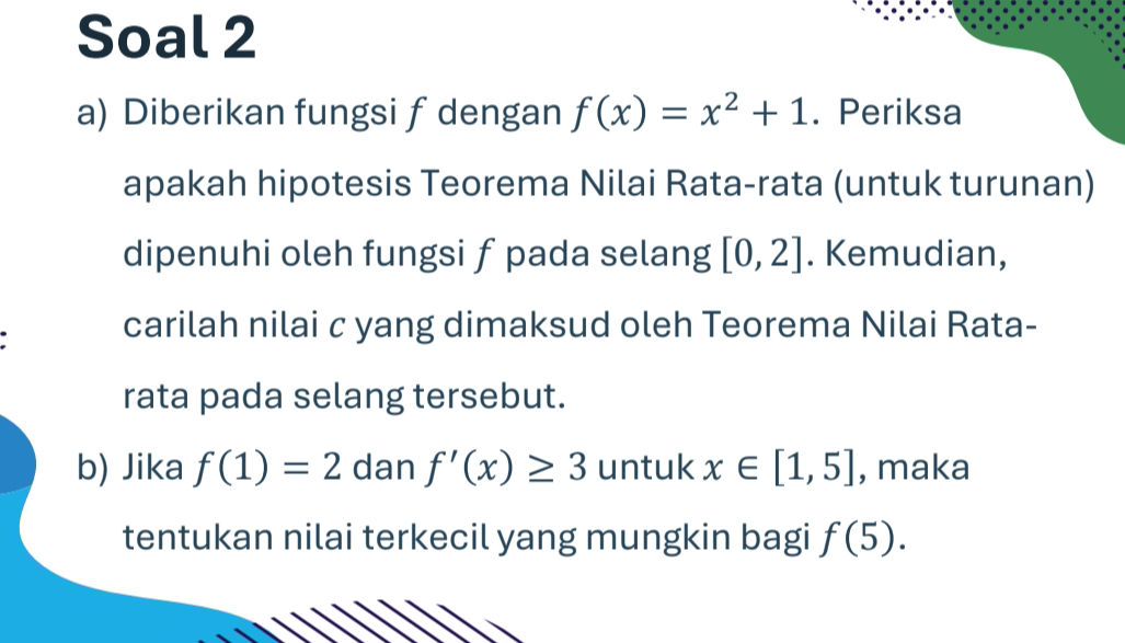 a) Diberikan fungsi $f$ dengan $f(x) = x^2 + | StudyX