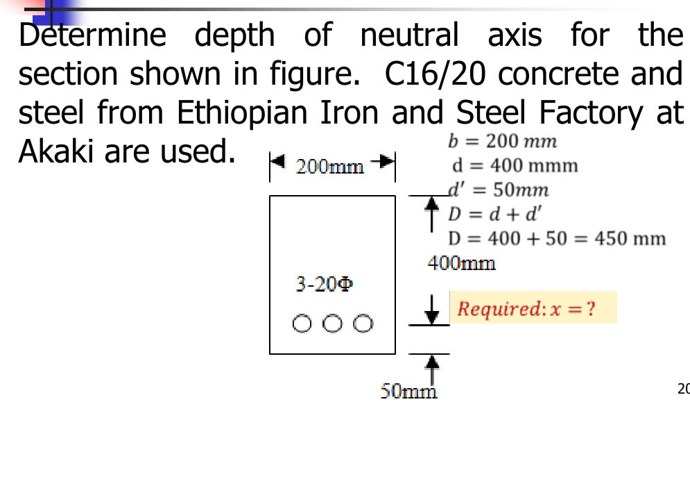 Determine depth of neutral axis for the | StudyX