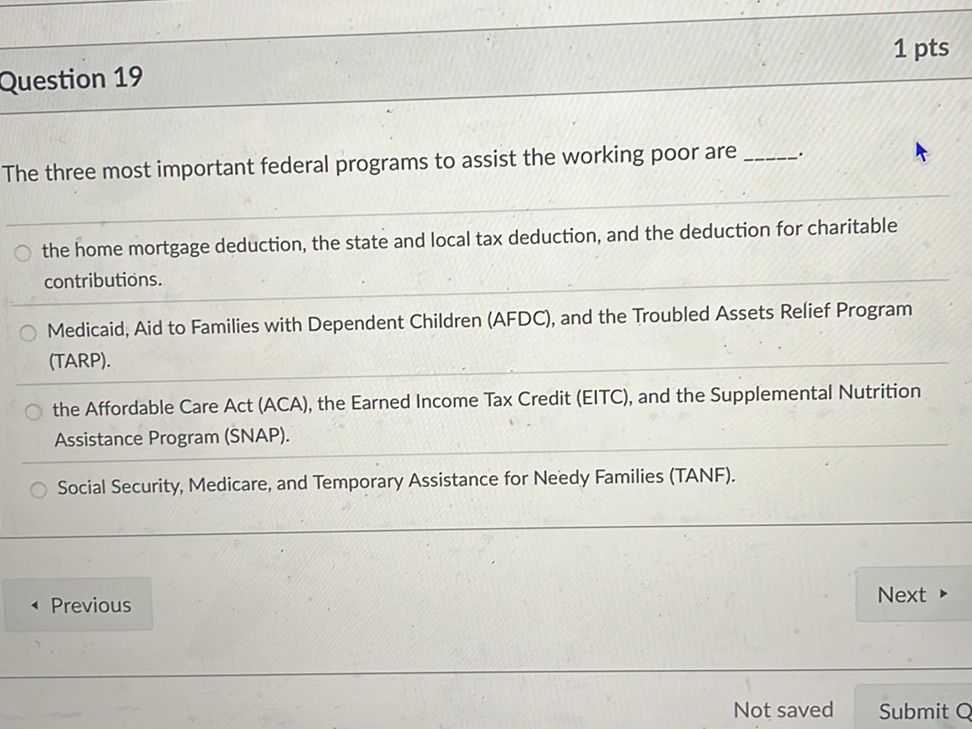 The three most important federal programs to | StudyX