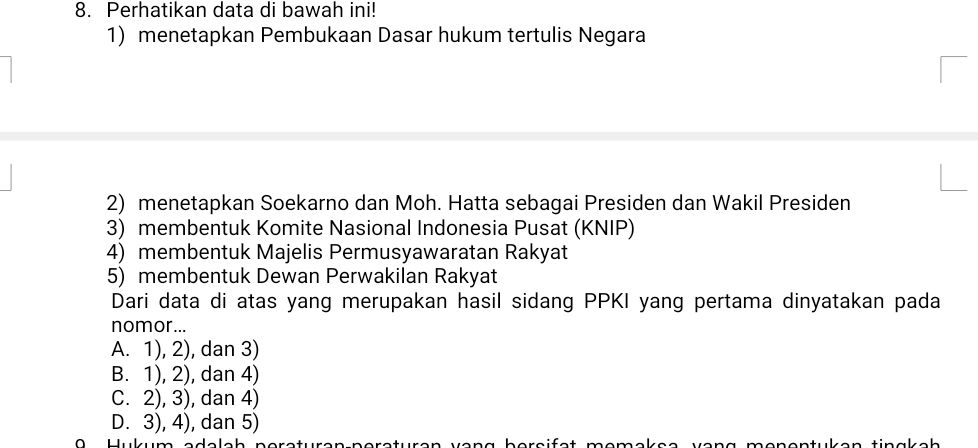 8. Perhatikan data di bawah ini! 1) | StudyX