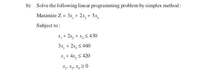 b) Solve the following linear programming | StudyX
