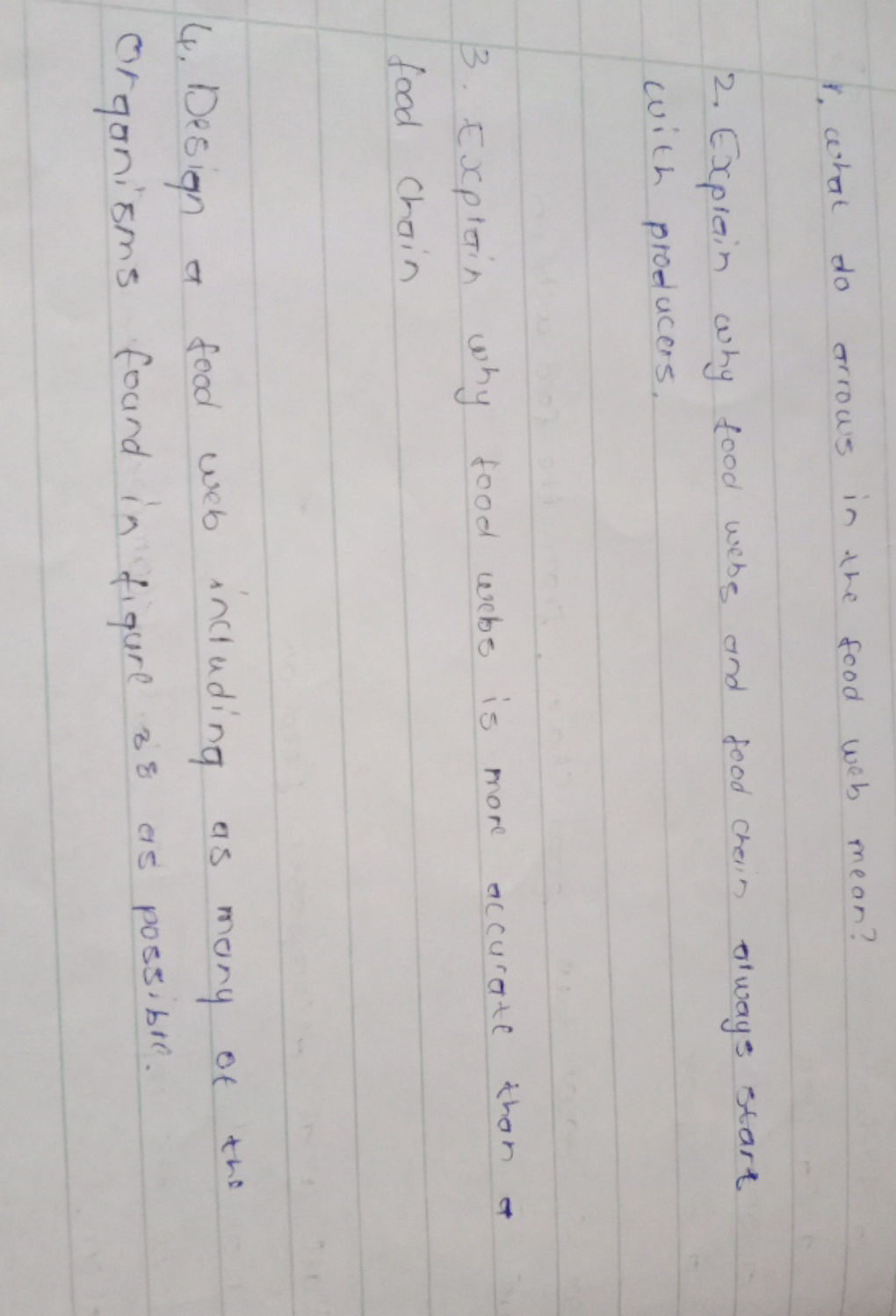 1. What do arrows in the food web mean? 2. | StudyX