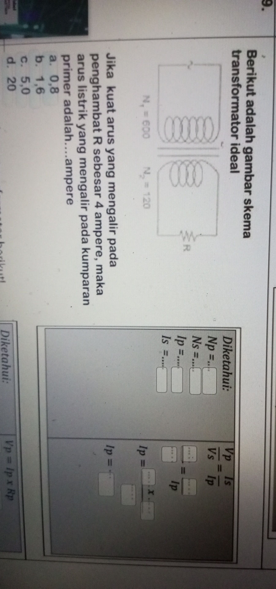 Berikut adalah gambar skema transformator | StudyX