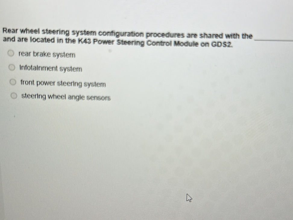 Rear wheel steering system configuration | StudyX