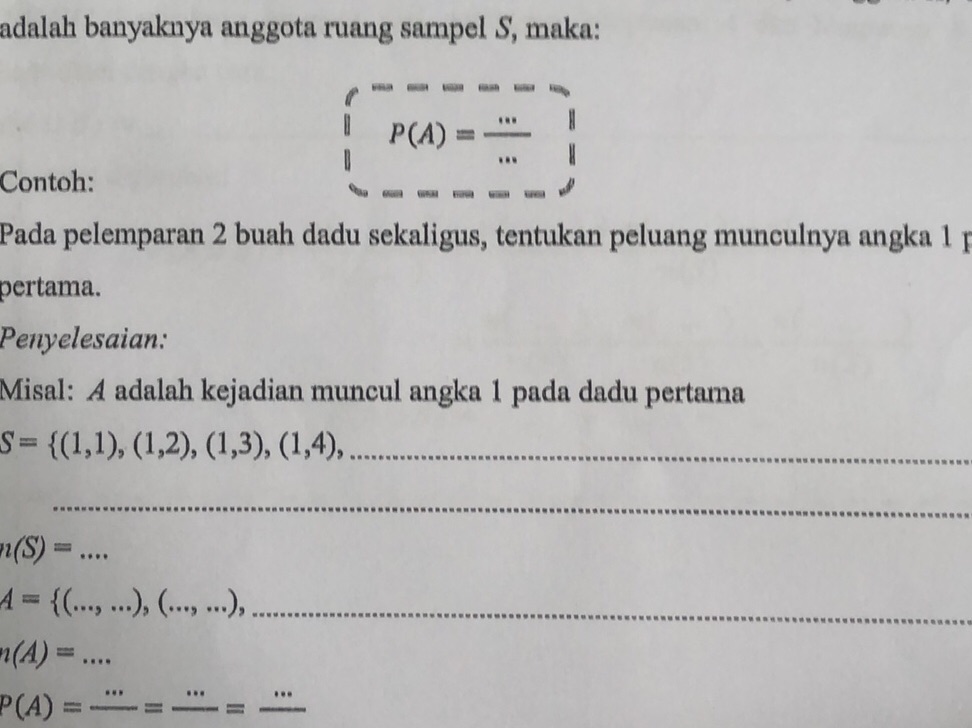 $ P(A) = {...}{...}$ Contoh: Pada | StudyX