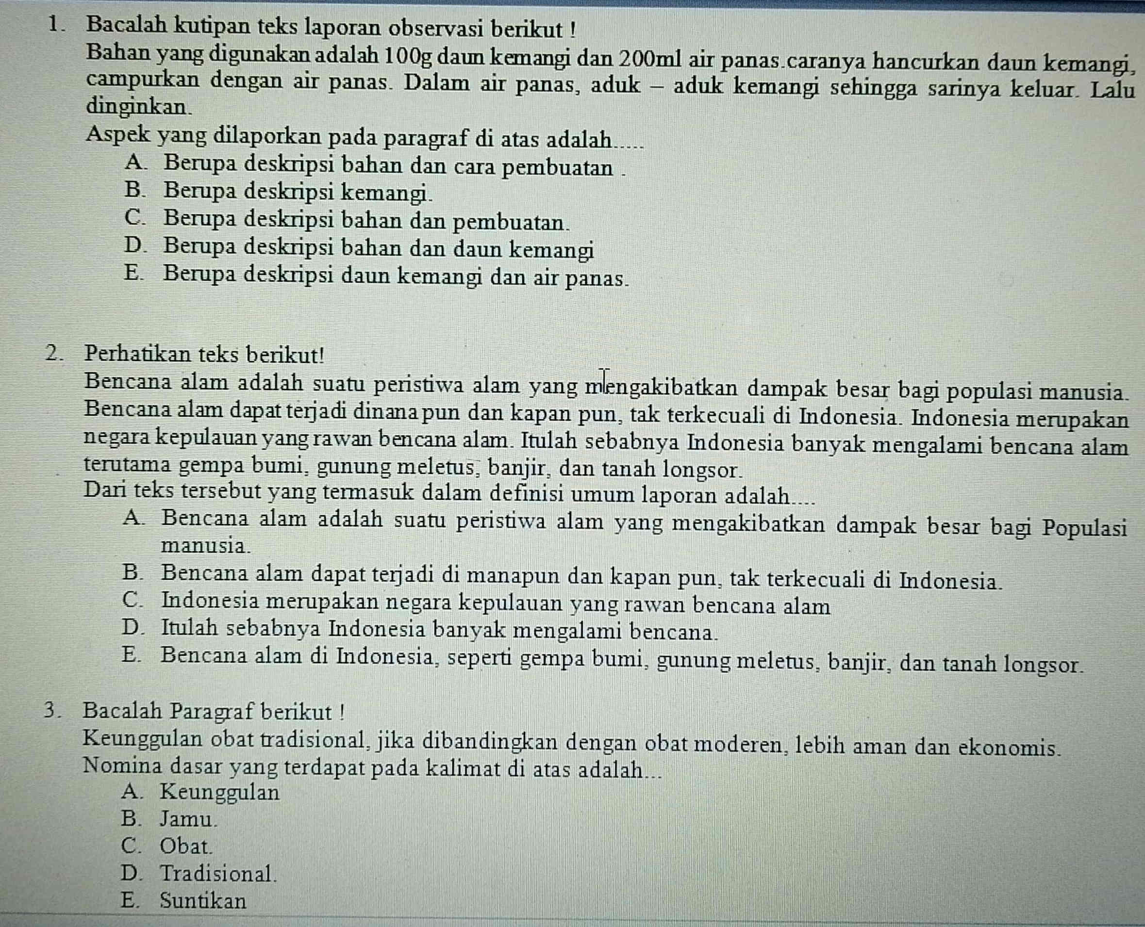 1. Bacalah kutipan teks laporan observasi | StudyX 1. Bacalah kutipan teks laporan observasi | StudyX