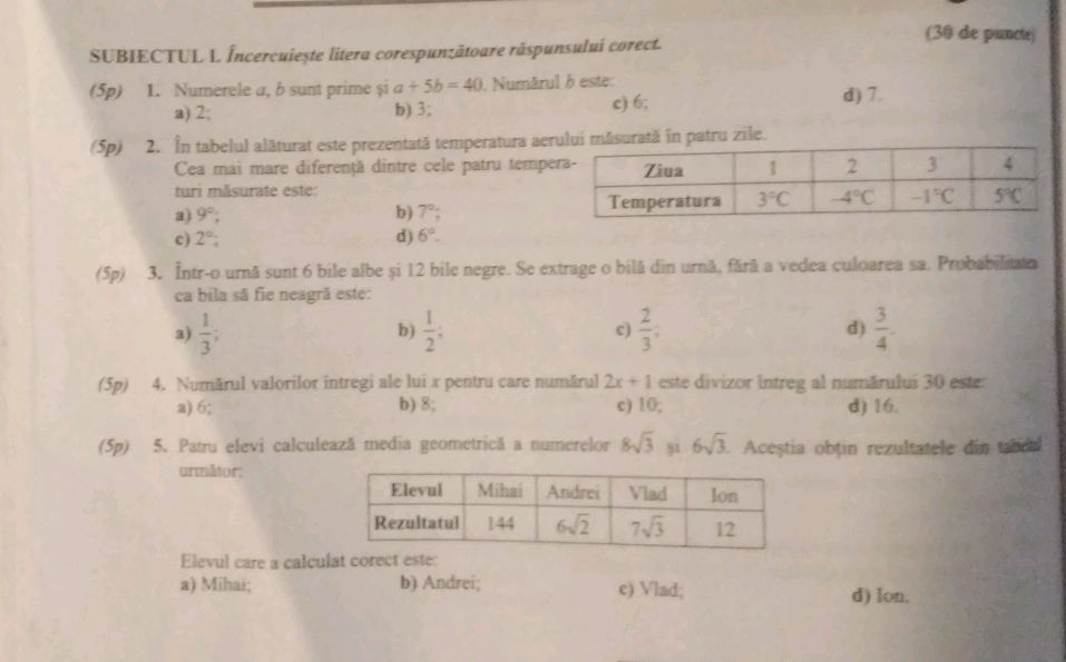 1. Numerele a, b sunt prime și a + 5b = 40. | StudyX