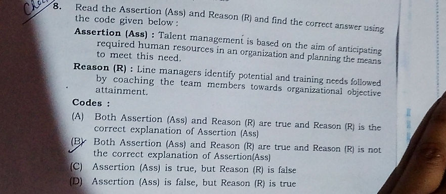 8. Read the Assertion (Ass) and Reason (R) | StudyX