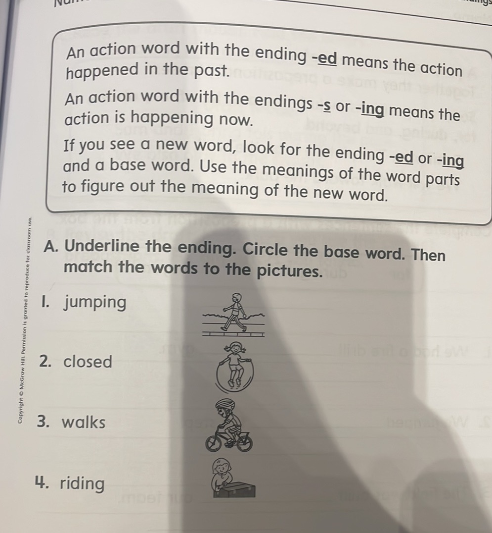 A. Underline the ending. Circle the base | StudyX
