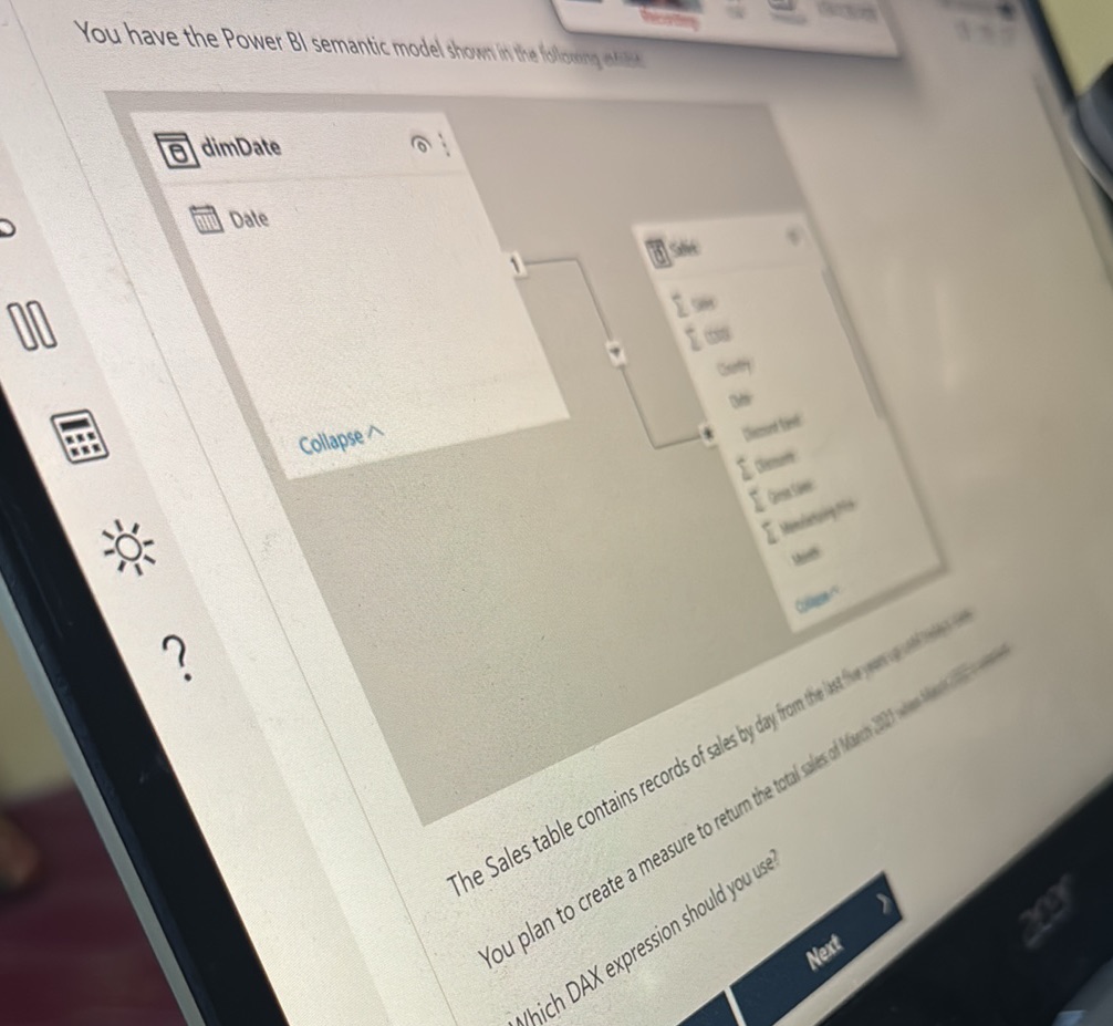 You have the Power BI semantic model shown | StudyX