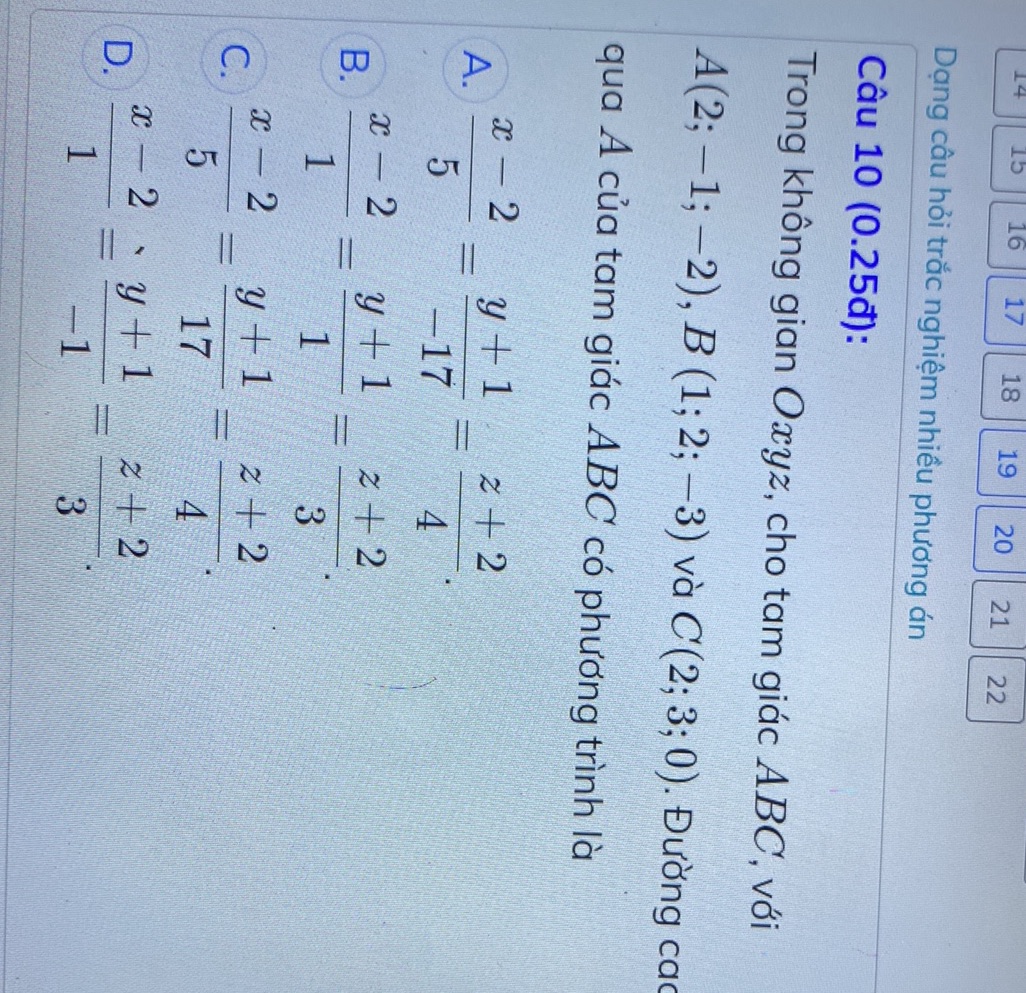 Câu 10 (0.25đ): Trong không gian Oxyz, cho | StudyX