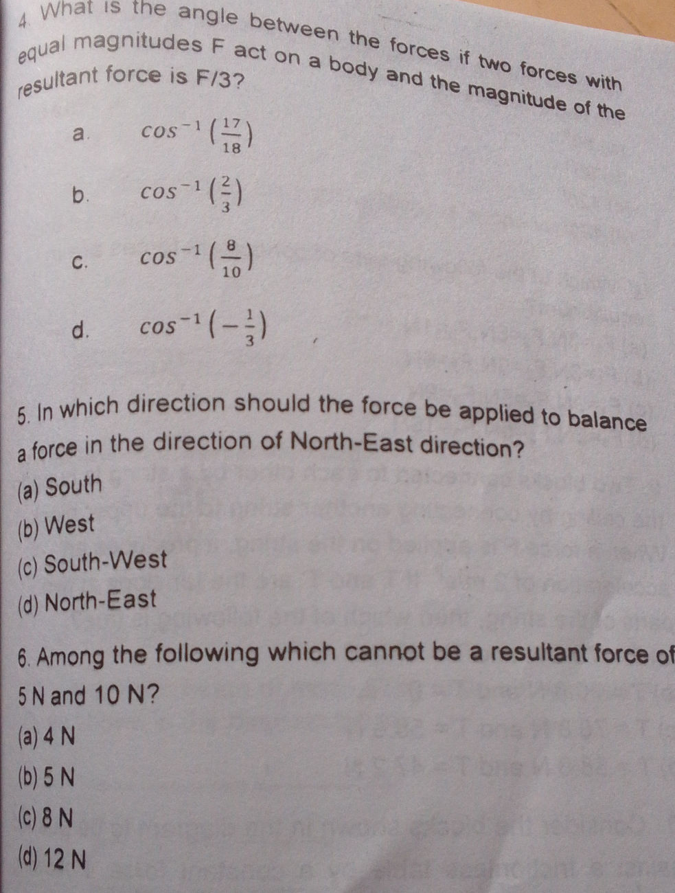 4. What is the angle between the forces if | StudyX