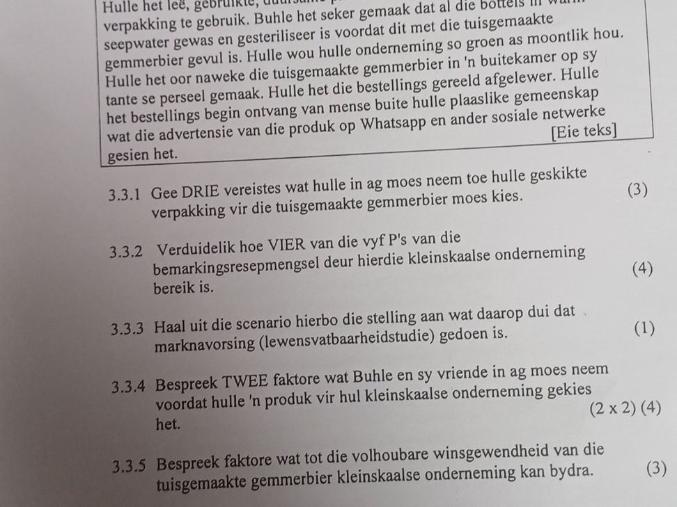 3.3.1 Gee DRIE vereistes wat hulle in ag | StudyX