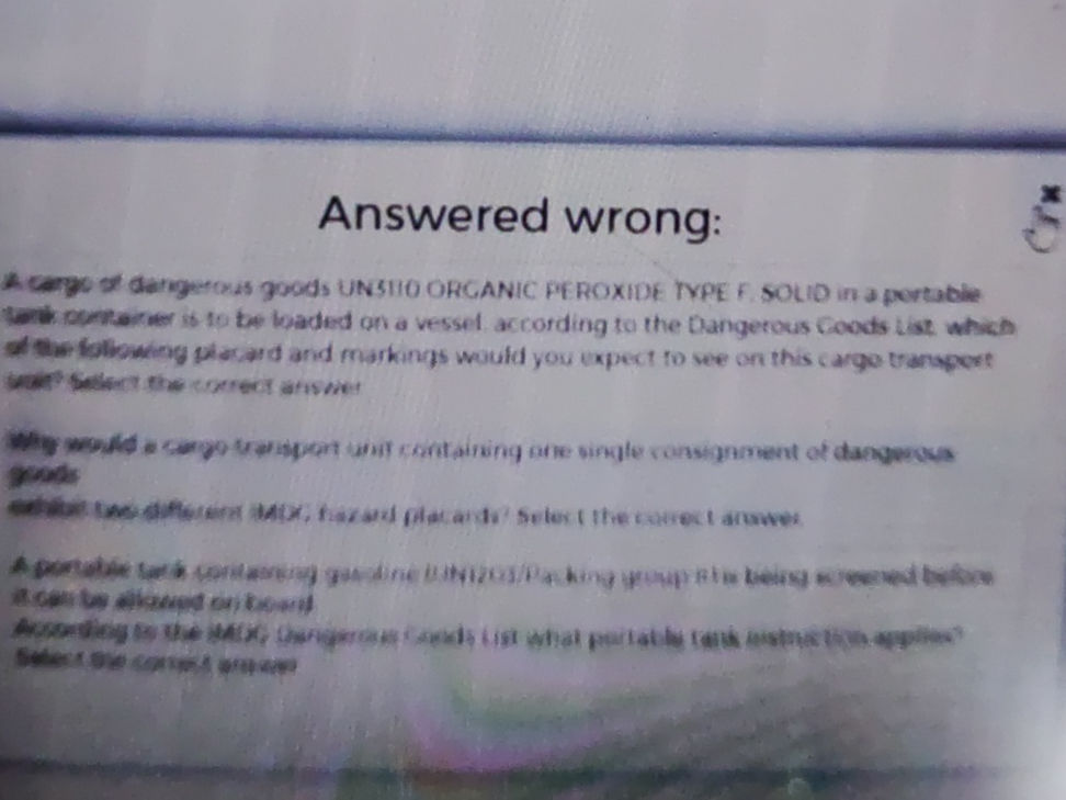 A cargo of dangerous goods UNS3110 ORGANIC | StudyX