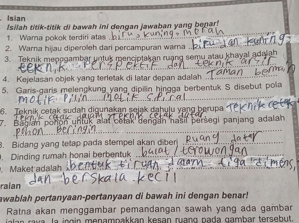 1. Warna pokok terdiri atas biru, kuning, | StudyX