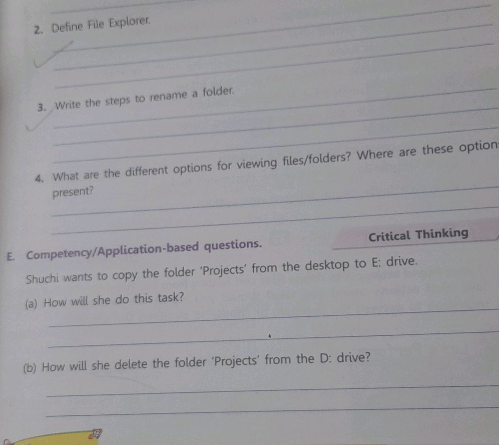 2. Define File Explorer. 3. Write the steps | StudyX