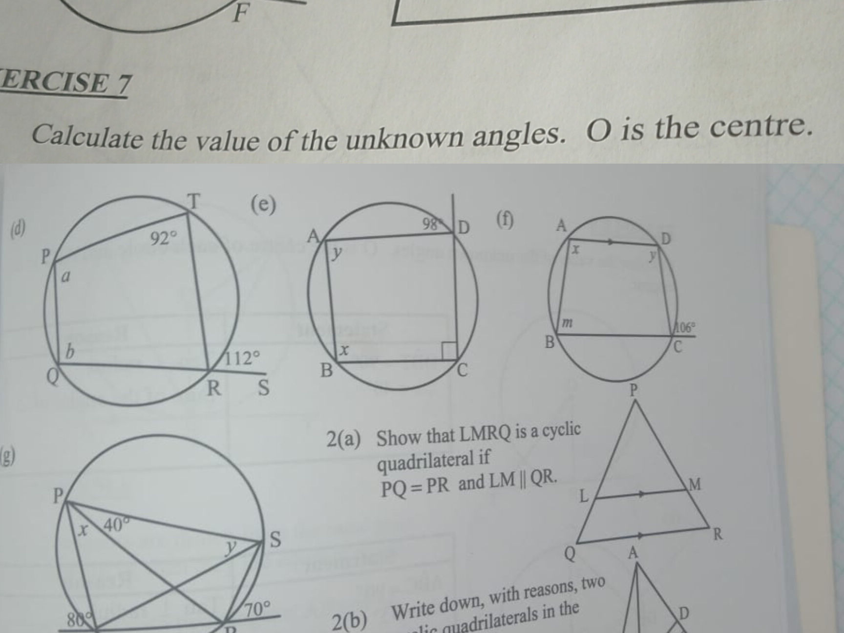 Calculate the value of the unknown angles. O | StudyX