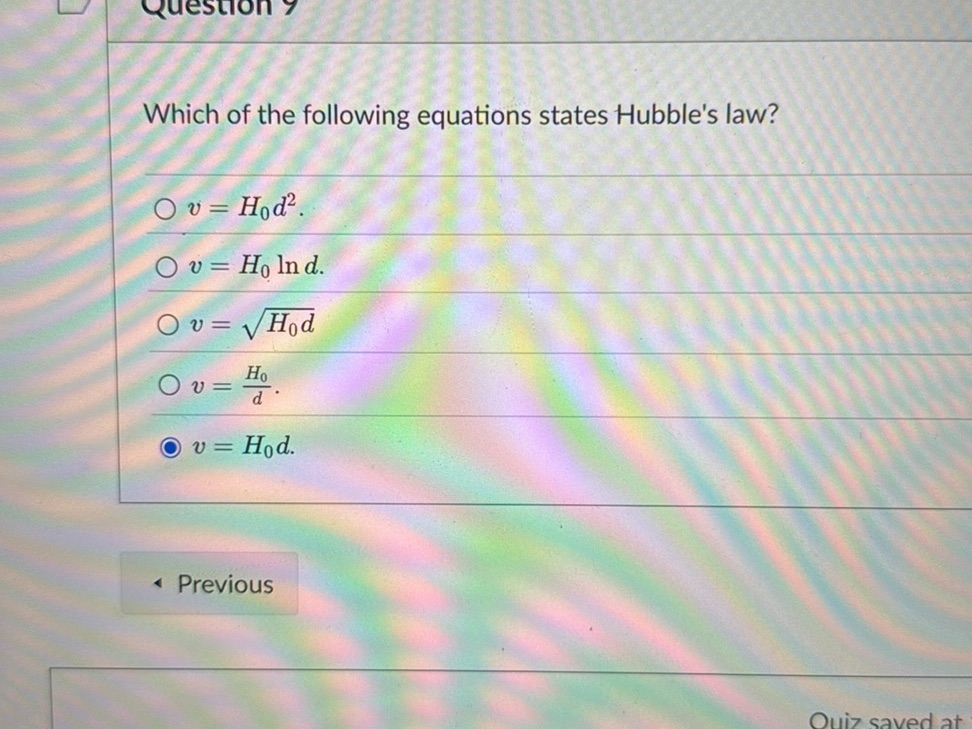 Which of the following equations states | StudyX