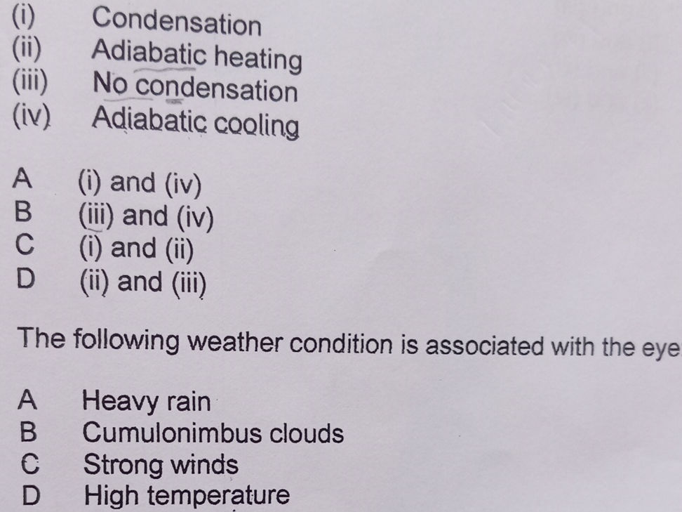 (i) Condensation (ii) Adiabatic heating | StudyX