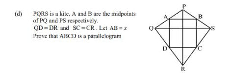 (d) PQRS is a kite. A and B are the | StudyX