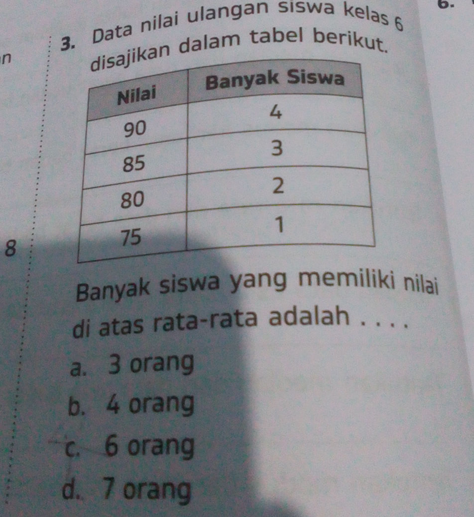 3. Data nilai ulangan siswa kelas 6 | StudyX