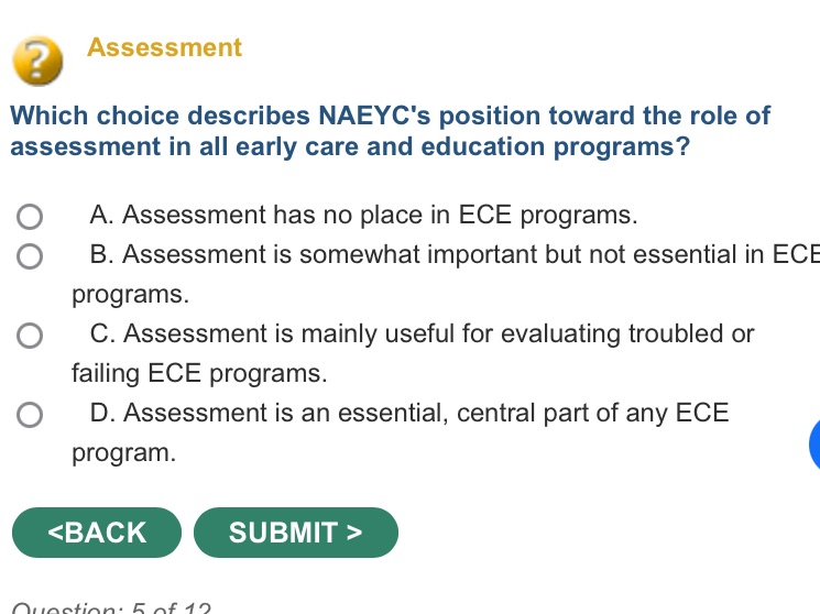 Which choice describes NAEYC's position | StudyX