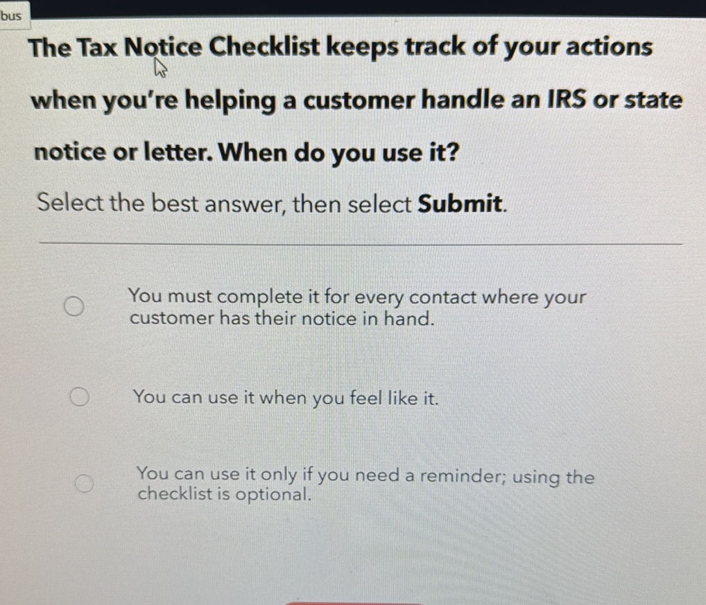 The Tax Notice Checklist keeps track of your | StudyX