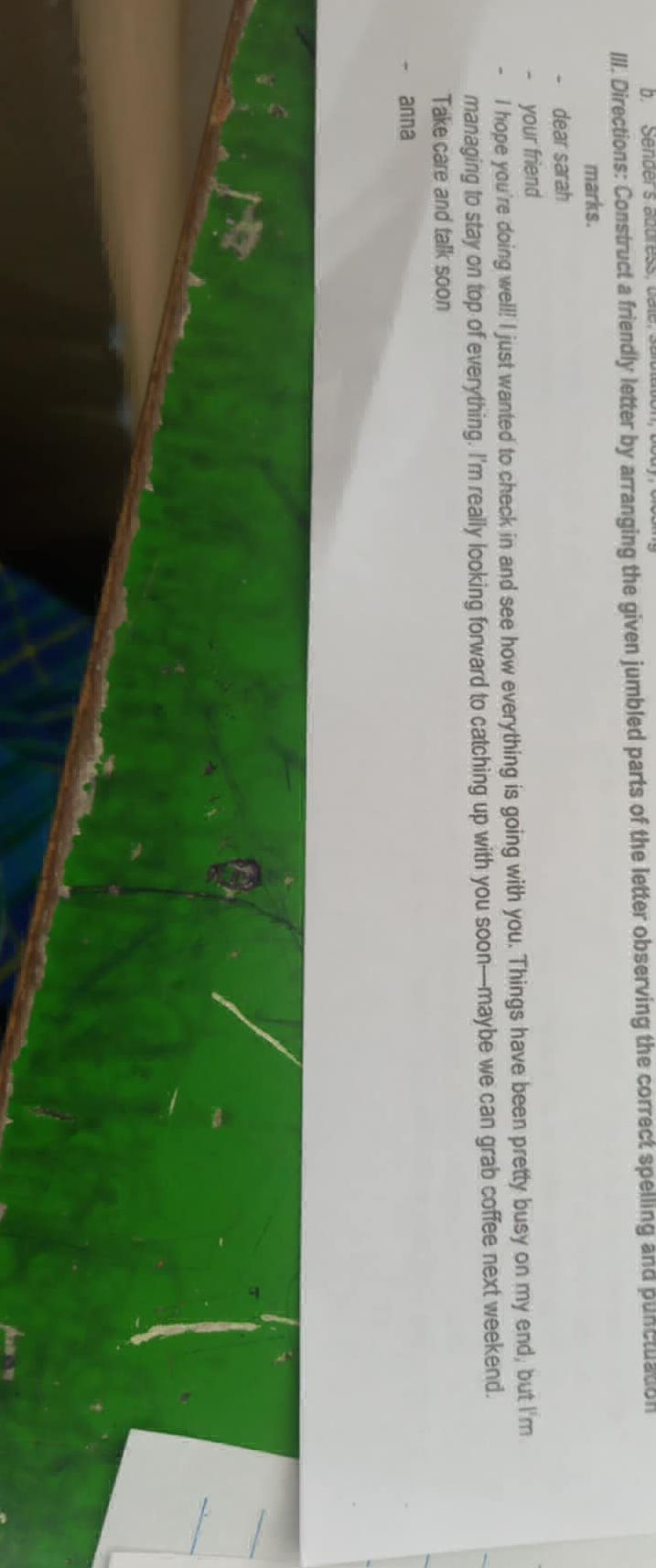 b. Sender's address, date. III. Directions: | StudyX