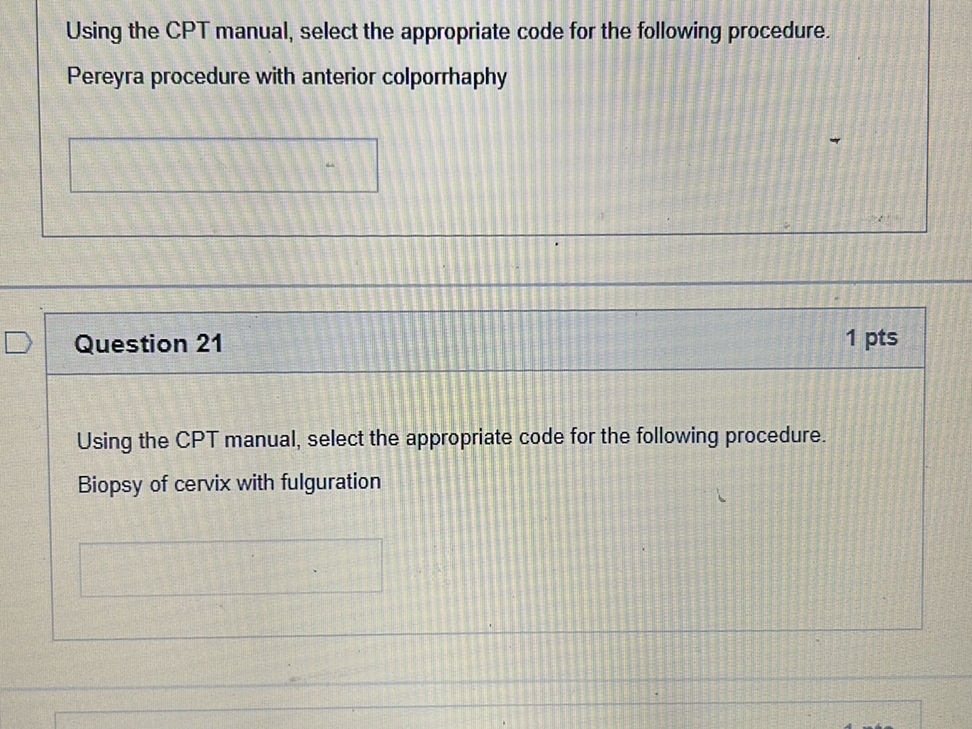 Using the CPT manual, select the appropriate | StudyX