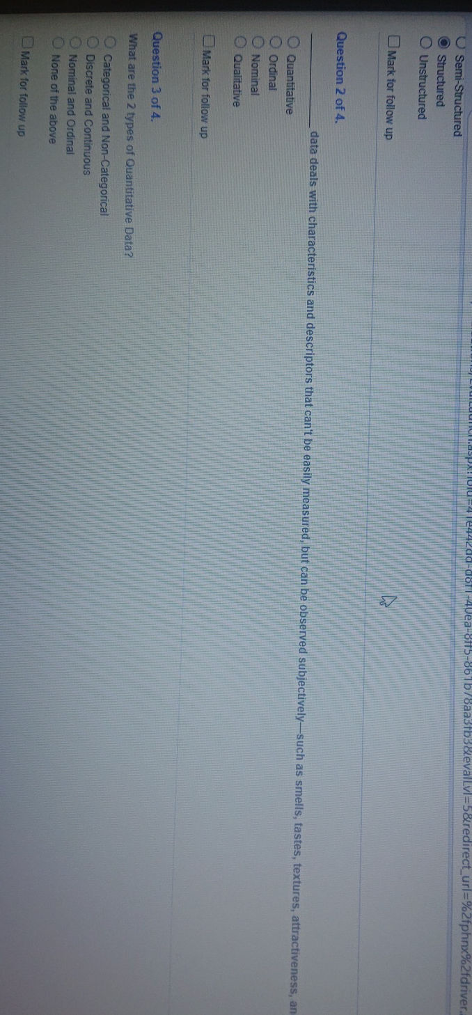 Question 3 of 4. What are the 2 types of | StudyX