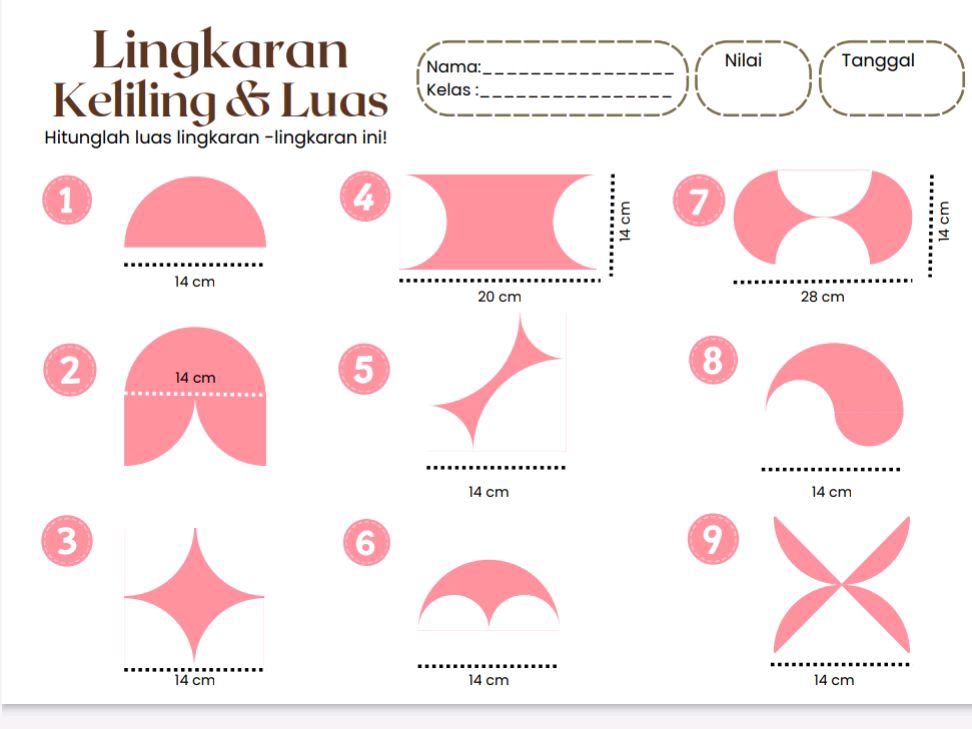 Hitunglah luas lingkaran - lingkaran ini! | StudyX