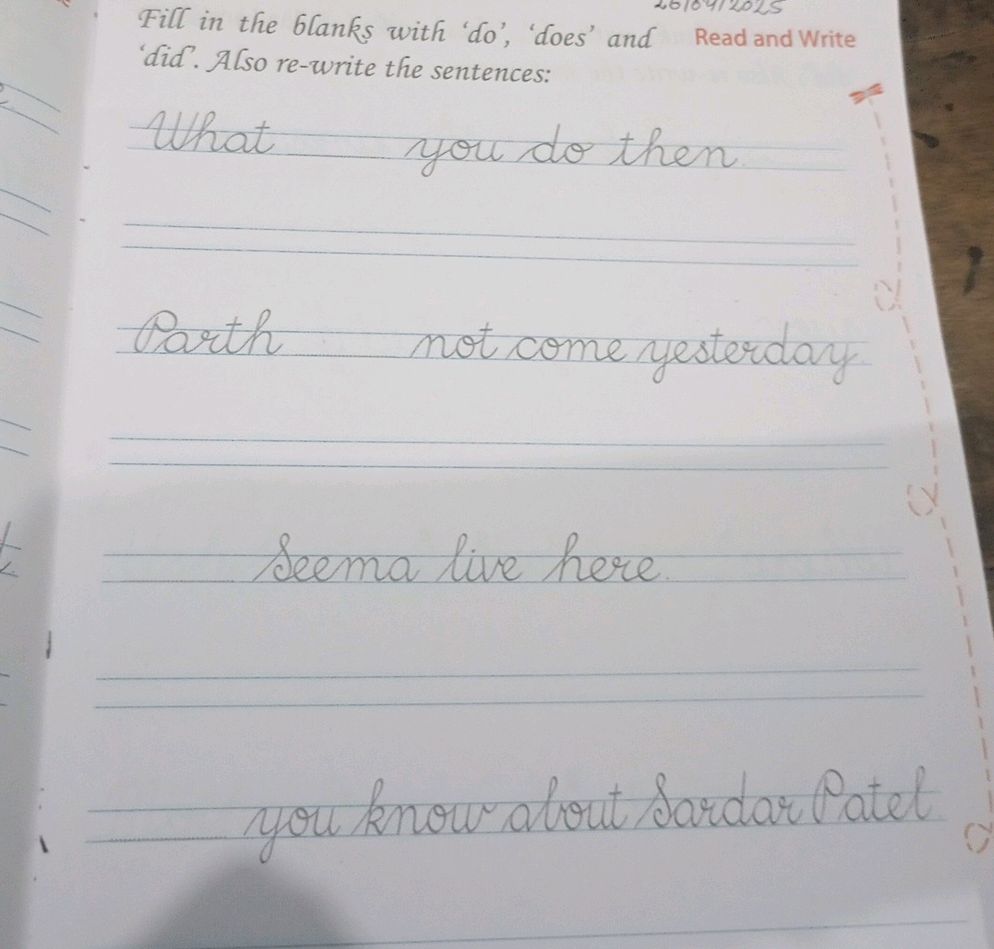 Fill in the blanks with 'do', 'does' and | StudyX