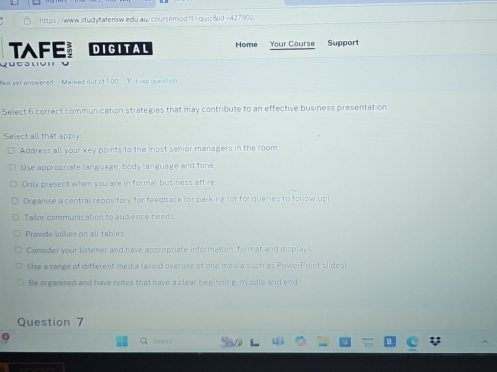 Select 6 correct communication strategies | StudyX