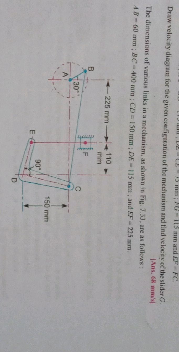 Draw velocity diagram for the given | StudyX