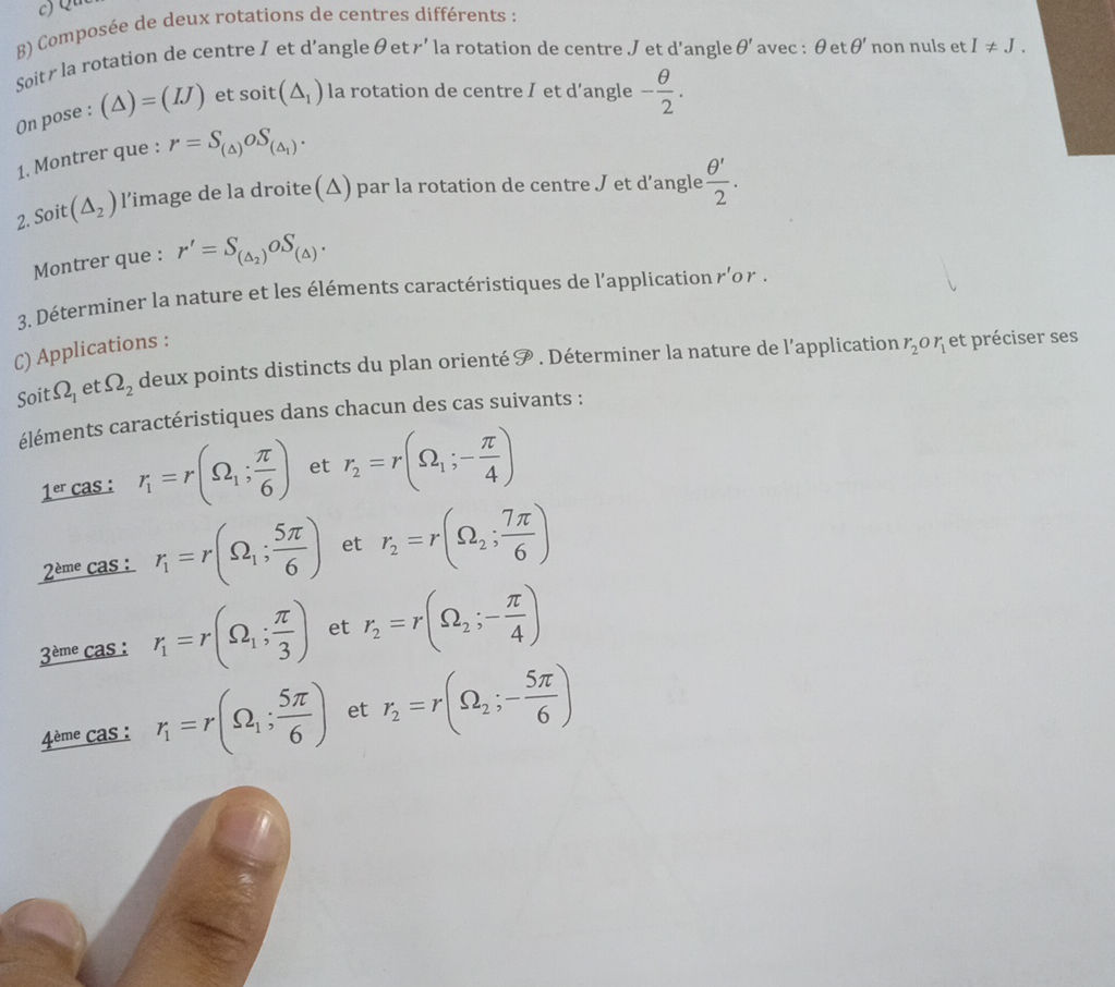 B) Composée de deux rotations de centres | StudyX